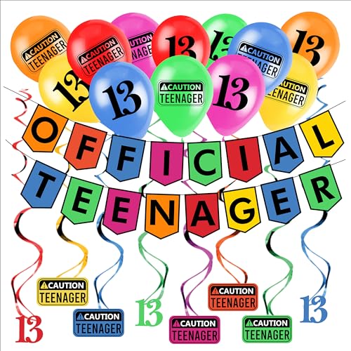 Funny OFFICIAL TEENAGER 13th Birthday Party Pack - Multicolor 13th Birthday Party Supplies, Decorations and Favors