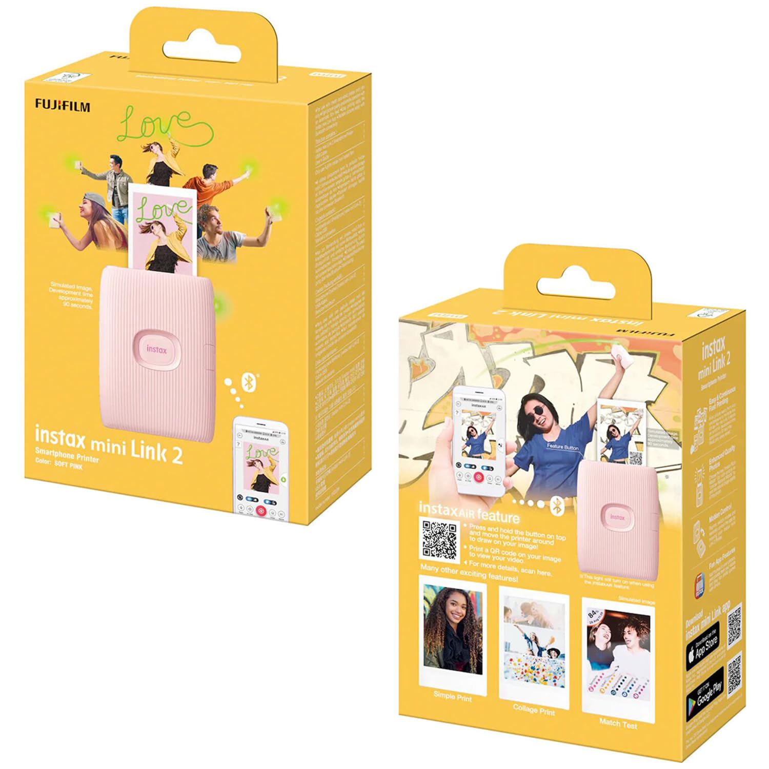 Fujifilm Instax Mini Link Instant Smartphone Printer (Dusky Pink) with Instax Film Pack (2 Items)