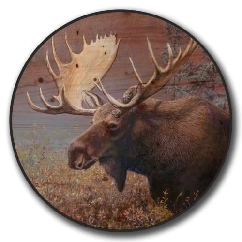 House & Homebody Co. Decorative Wood Lazy Susan, Imaged, Large 18" (Chocolate Moose)