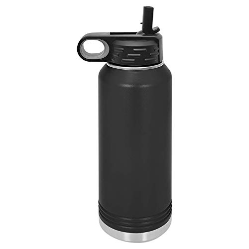 LaserGram 40oz Double Wall Flip Top Water Bottle With Straw, Softball Player Woman, Personalized Engraving Included (Black)