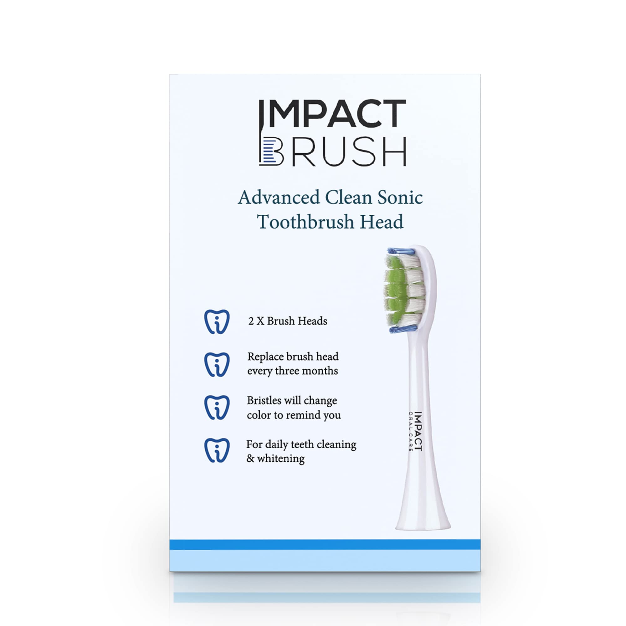 Impact Oral Care Sonic Electric Toothbrush Replacement Head | Advanced Clean | Daily Clean | 2-Pack