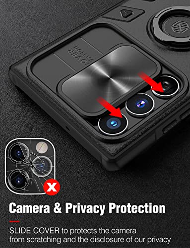 Nillkin for Samsung Galaxy S23 Ultra Case with Slide Camera Cover & Upgraded Kickstand, Mil-Grade Shockproof S23 Ultra Phone Case for Galaxy S23 Ultra Cases 6.8 Inch Black