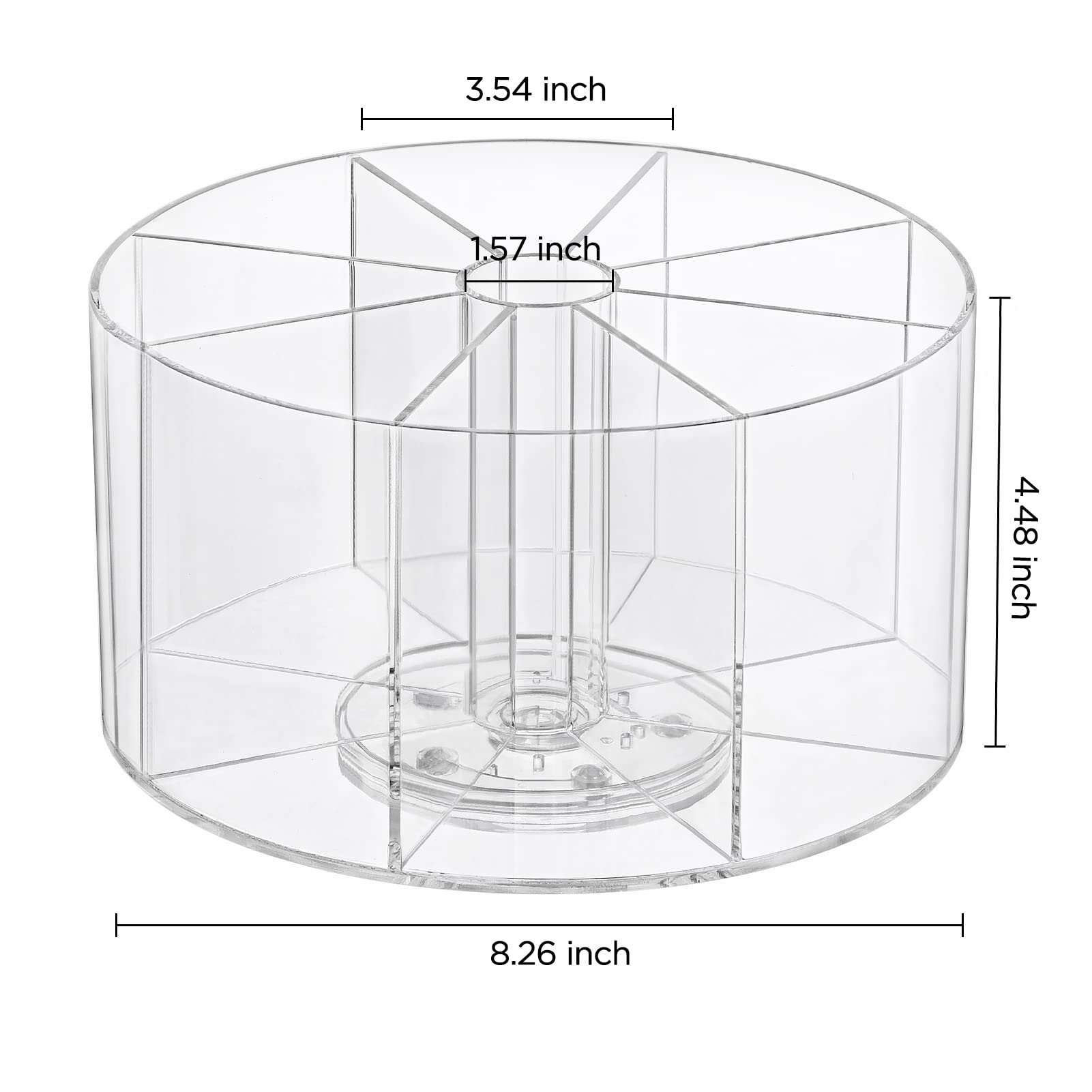 HBlife Clear 360 Rotating Makeup Brush Holder Organizer, 8.26 x 8.26 x 4.48 Inches Acrylic Makeup Organizer with 8 Compartments