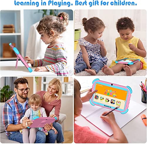 kimlok Kids Tablet 7 inch Toddler HD Touchscreen,2GB+32GB, WiFi, Parental Control APP,Dual Camera, Bluetooth, Friendly Learning Tablets for Kids with Case Included for Boy and Girl