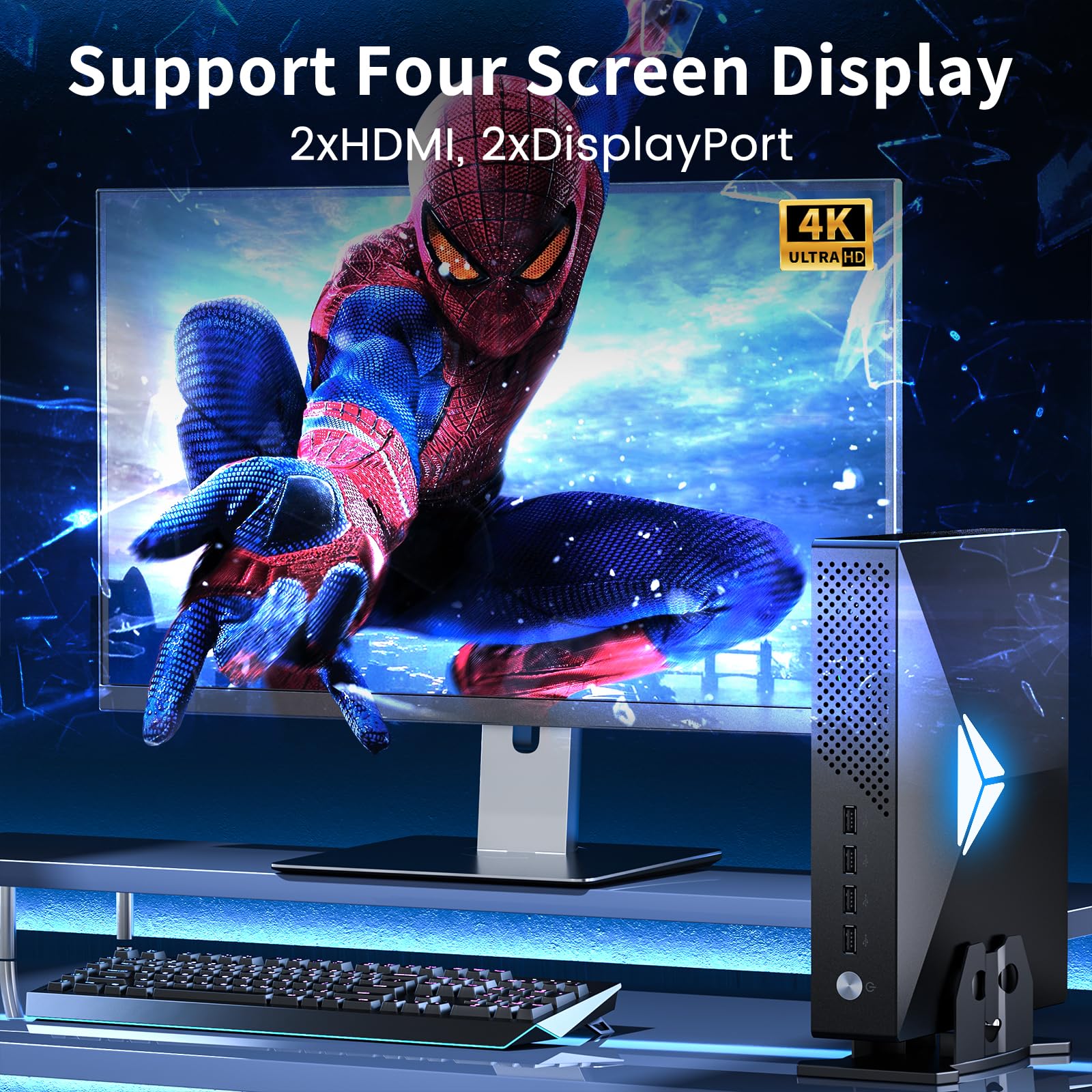msecore Mini PC i9, 64G RAM 2T SSD with Core i9-9900T, GeForce RTX3050 8G Graphics Card Desktop Computer, 8K, 2*HDMI, 2*DisplayPort, Quad Screen Display, WiFi 6e, Windows 11 Pro