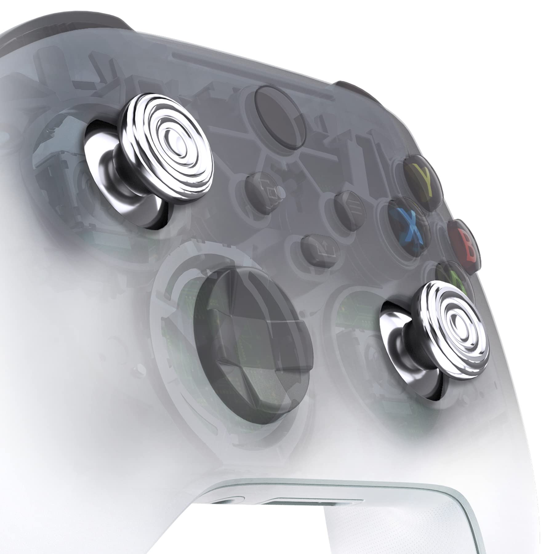 eXtremeRate Custom Silver Metal Thumbsticks for Xbox Series X/S Controller, Concentric Circles Aluminum Alloy Analog Stick for Xbox One S/X, Replacement Joystick for Xbox One Standard Elite Controller