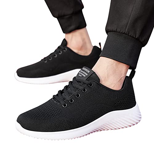 FASDNENDYS Fashion Men Mesh Mountaineering Casual Sport Shoes Lace Up Solid Color Running Mens Sneaker Socks Low Cut White
