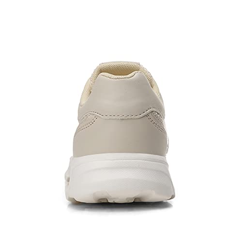 FASDNENDYS Fashion Summer Women Mesh Hollowed Breathable Comfortable Lightweight Lace Up Flat Bottom Shoes No Laces Beige