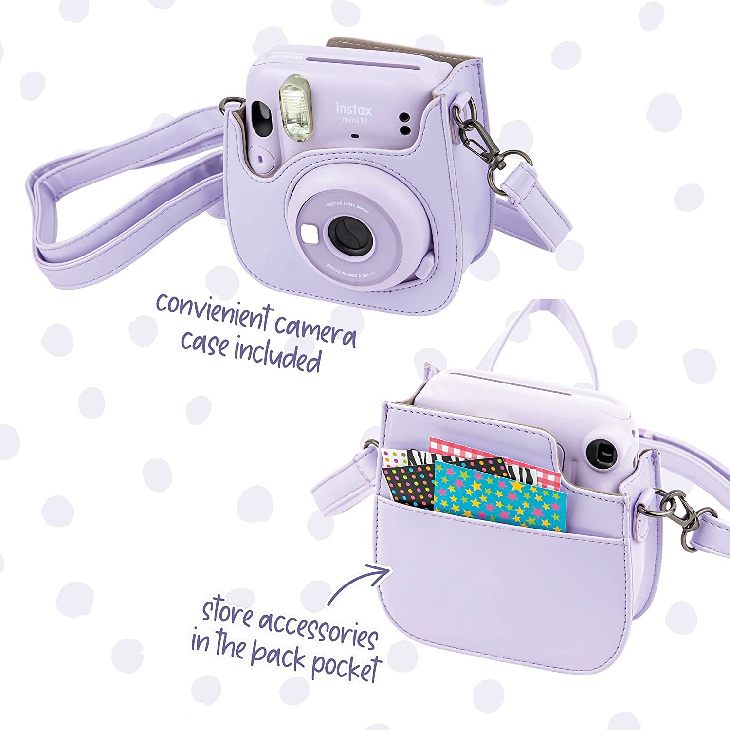 Fujifilm Instax Mini 40 Instant Camera with Fujifilm Instant Mini Film (40 Sheets) with Accessories Including Compatible Case with Strap, Photo Album 64 Pockets, Stickers, Bunlde (40 Film)