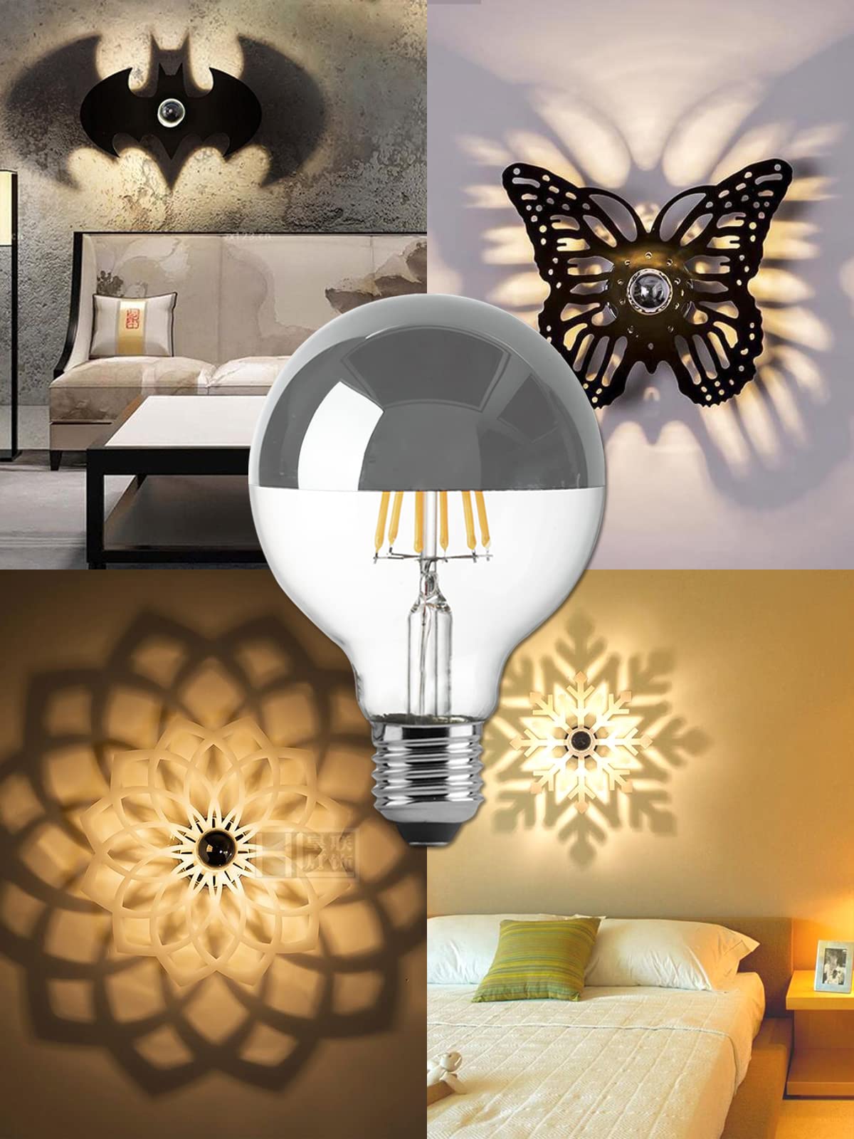 OMED 60w Equivalent Half Chrome Led 4 Pack Lights | 6Watt G25/G80 Silver Bowl Globe Shape LED Blub | Warm White 2700K Medium E26 Base Dimmable LED Filament 600 Lumens Vintage Bulb