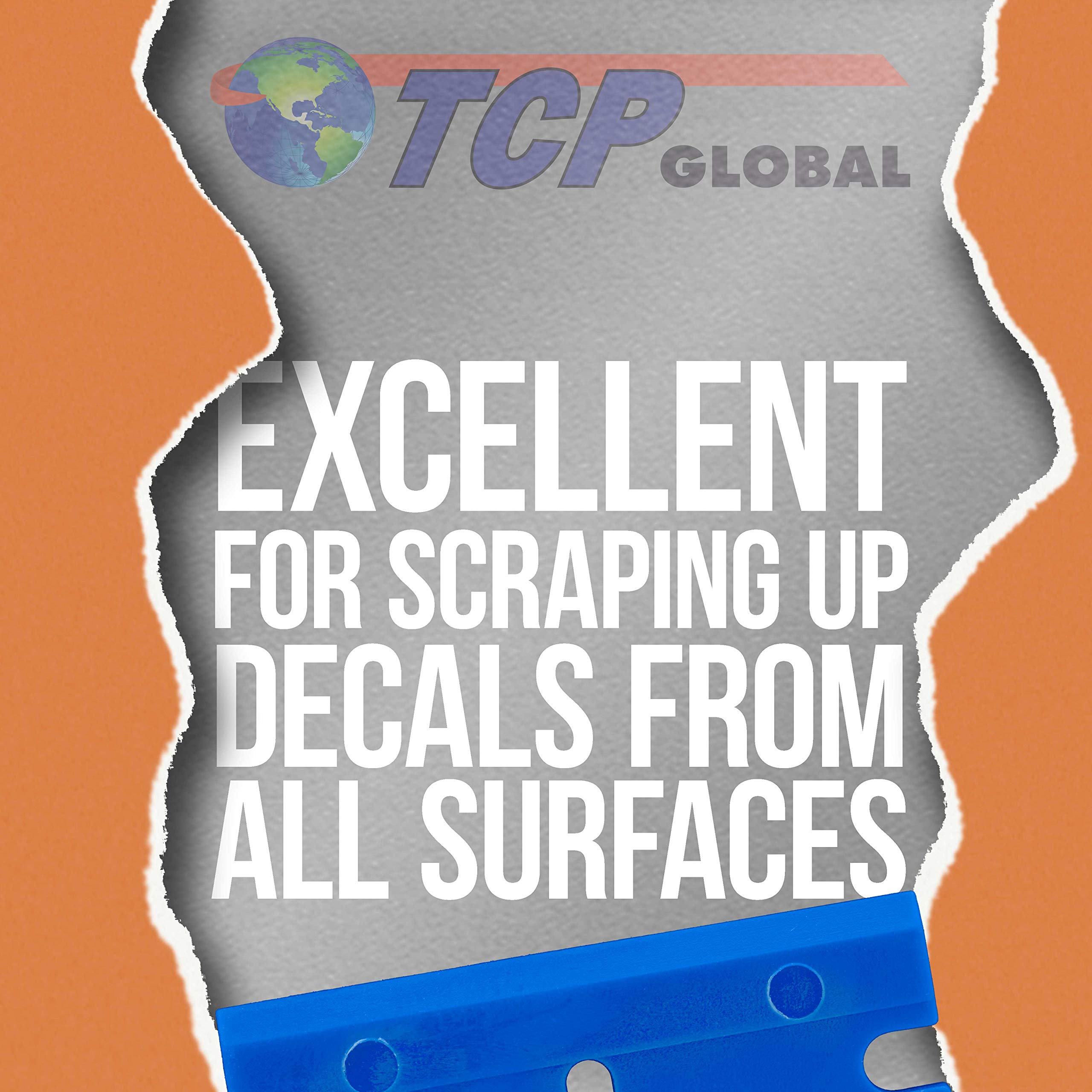 TCP Global Scraper Set with 100 Piece Double Edge Plastic Razor Blades and (3) Scraper Tool Utility Knife Holders for Glass, Removing Labels, Stickers and Detail window film graphics