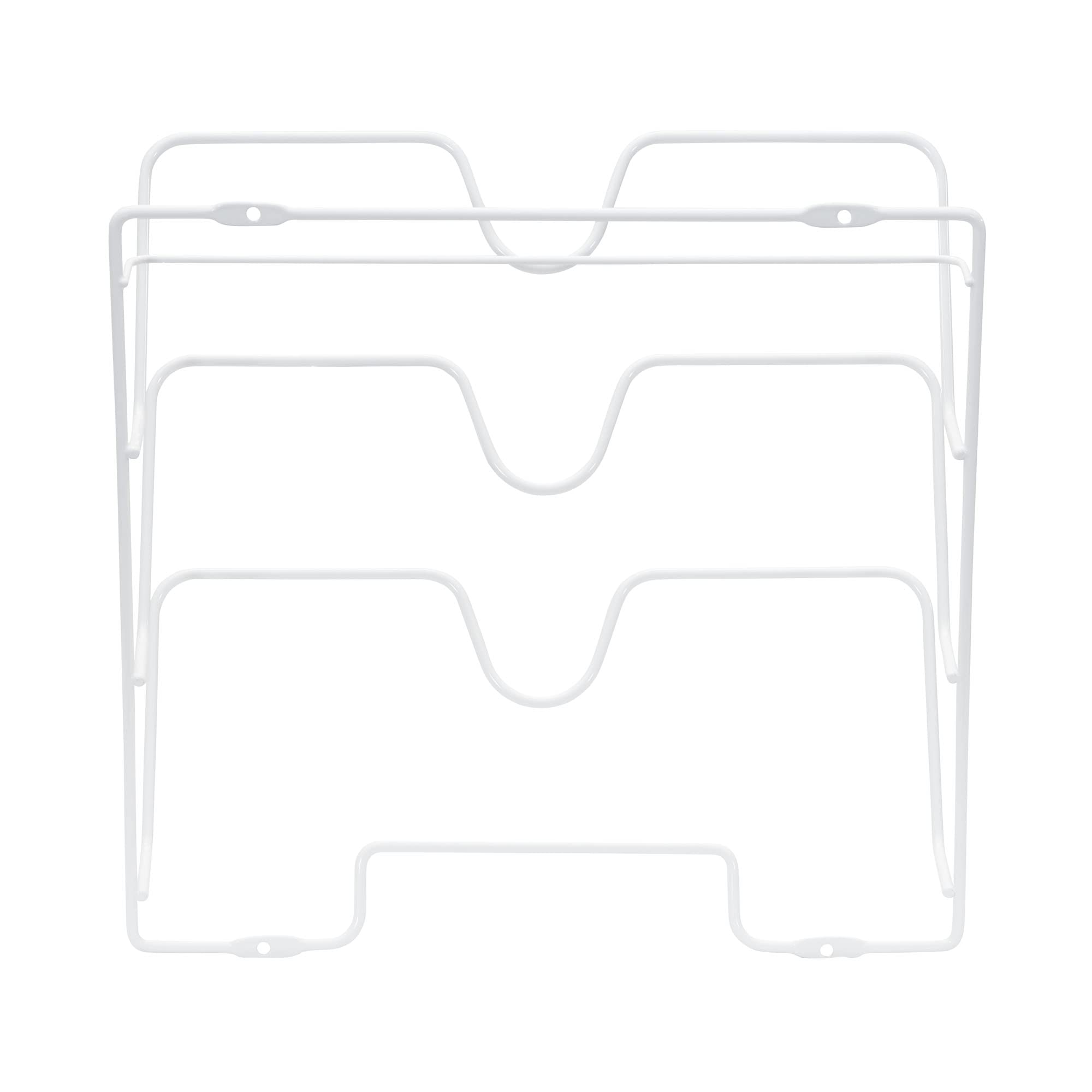 Household Essentials Oversized Cabinet Door Lid Holder, 3 Slots, Steel Wire Frame, White Powder Coating, Easy Installation, Hardware Included, Great for Larger Skillet Lids or Paper Bags