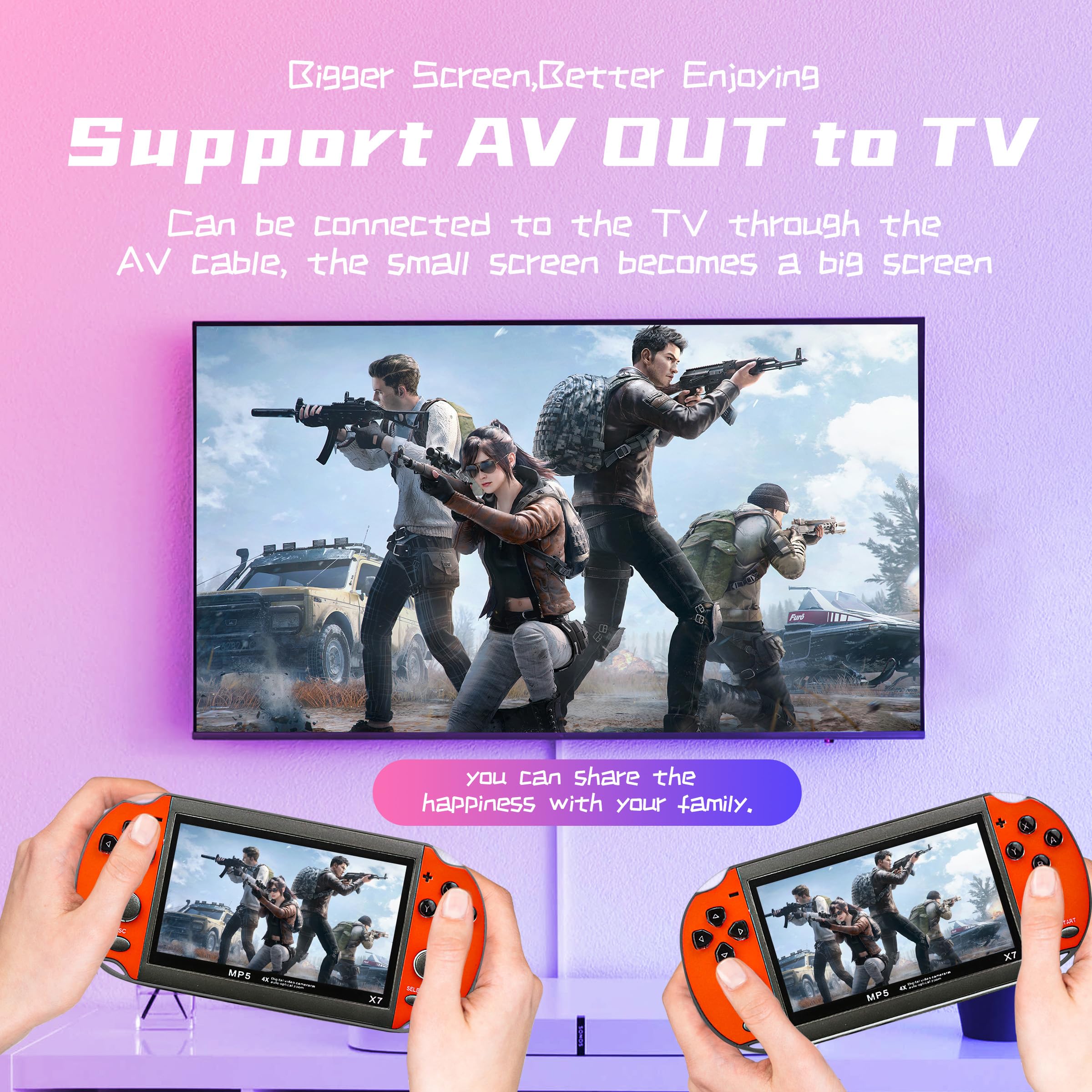 ZWYING Handheld Game Consoles Double Rocker 8GB 4.3 Inch Screen 1000 Classic Game, Support Video & Music Playing, Built-in 3 Million megapixel Camera Birthday and New Year’s Best Gift for Kids (Red)