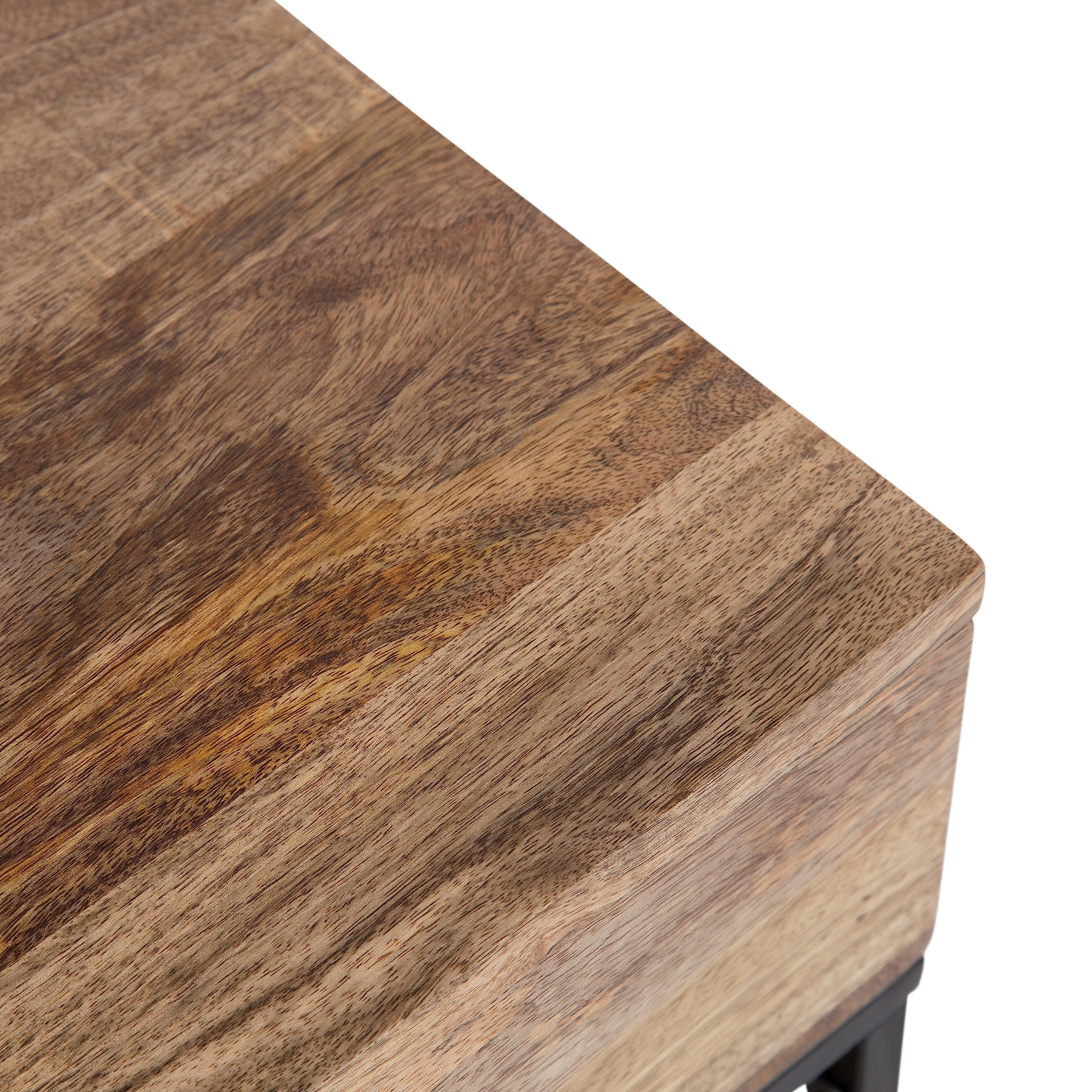 Kate and Laurel Malone Modern Wooden Side Table with Metal Shelf, 18 x 13 x 25, Natural Brown and Black, Transitional Wood Nightstand with Storage Shelf Below