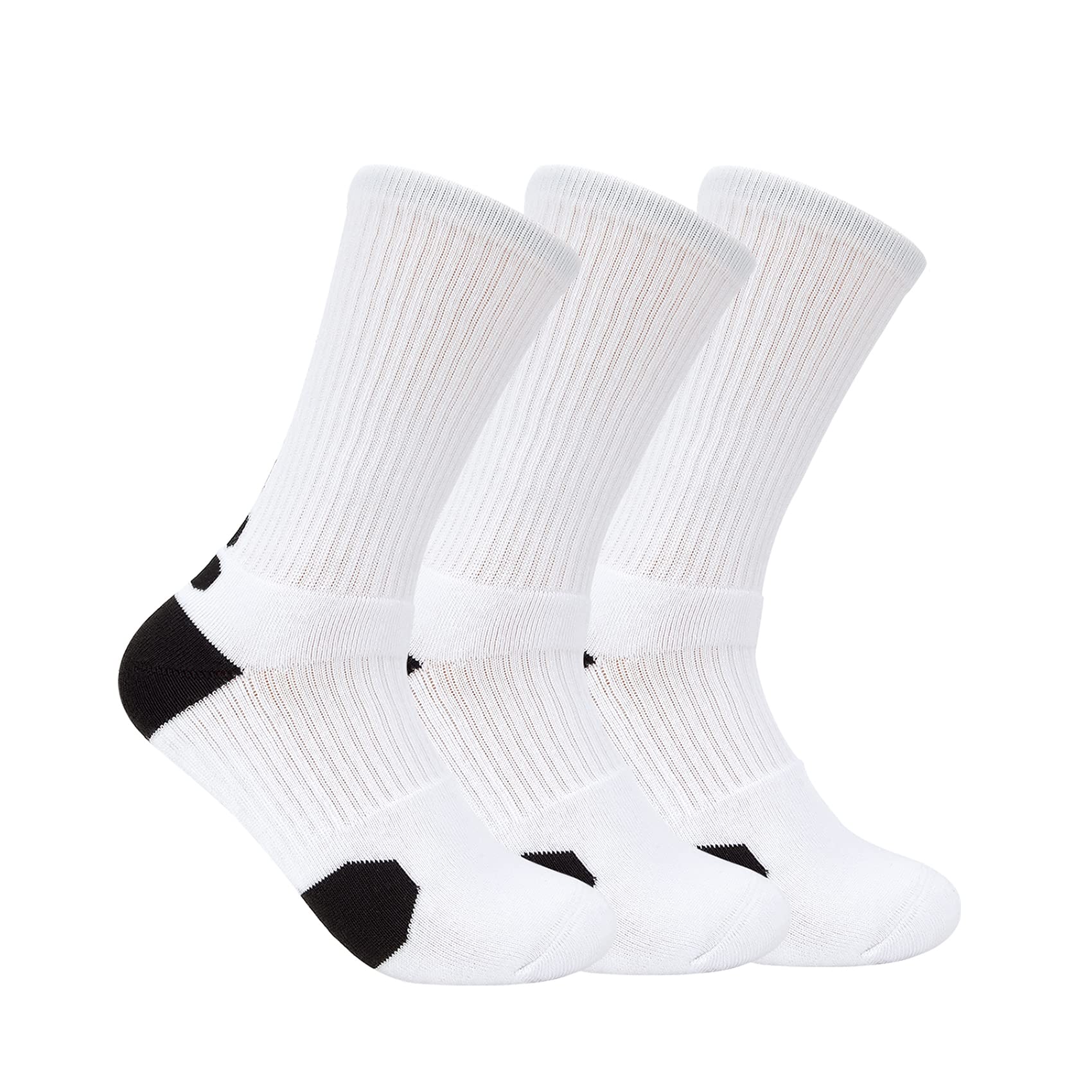 Durio Basketball Socks Womens Athletic Socks White Socks for Men White Crew Socks Tennis Socks Thick Compression Socks White(black) One Size