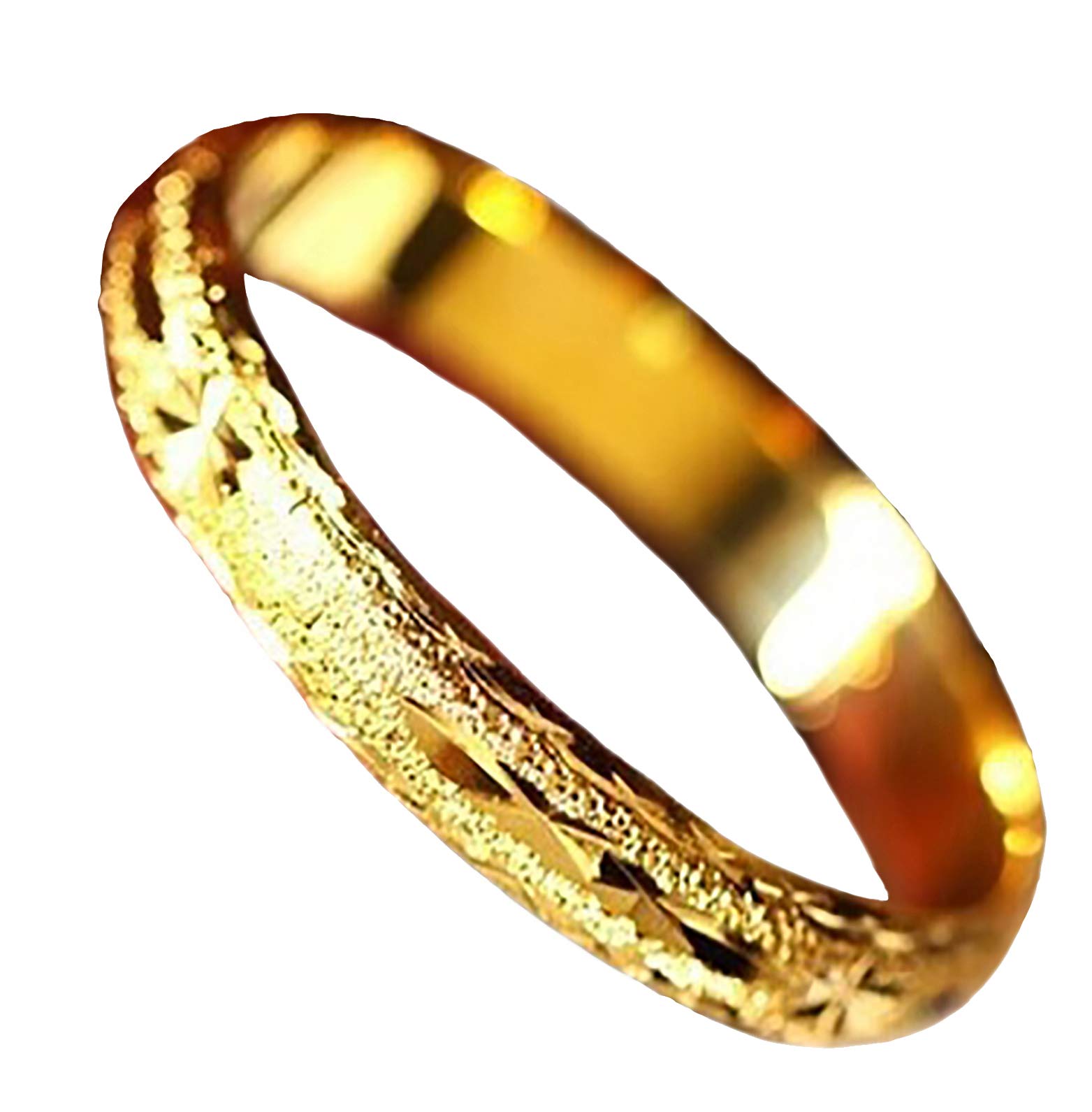 Devastating Designs 24k Yellow Gold Women's 10mm Wide Italian Cut Bangle Bracelet W/Gift Packaging