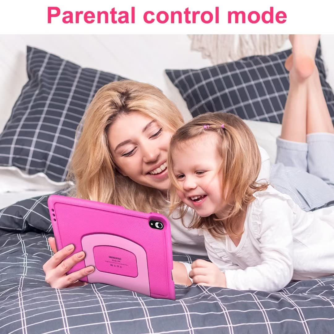 DUODUOGO Kids Tablet 8 inch, Android 12.0 Tablet for Kids, Tablet with Quad-Core Processor, 64 ROM + 4GB RAM Storage, WiFi/Parental Control/Shockproof Case/Educational/Games-Pink
