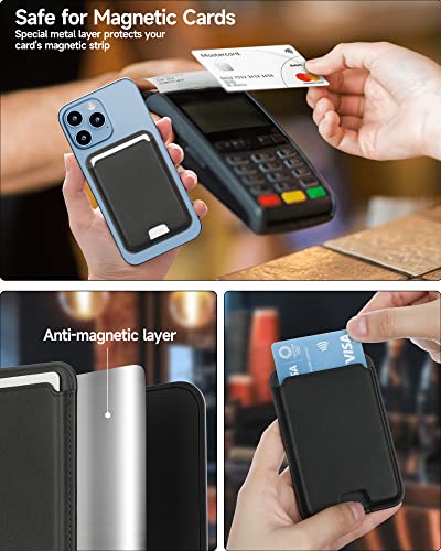 LCYATSI Magnetic Card Wallet Holder with MagSafe for iPhone 12/13/14 Mini/Plus/Pro/Max, Magnetic Cell Phone Wallet Card Holder for Magsafe Compatible with Most of Cell Phone Black
