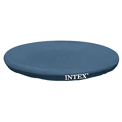 Intex Swim Center Round Inflatable Outdoor Above Ground Swimming Pool with Built-in Relaxing Lounge Bench and Protective Pool Cover
