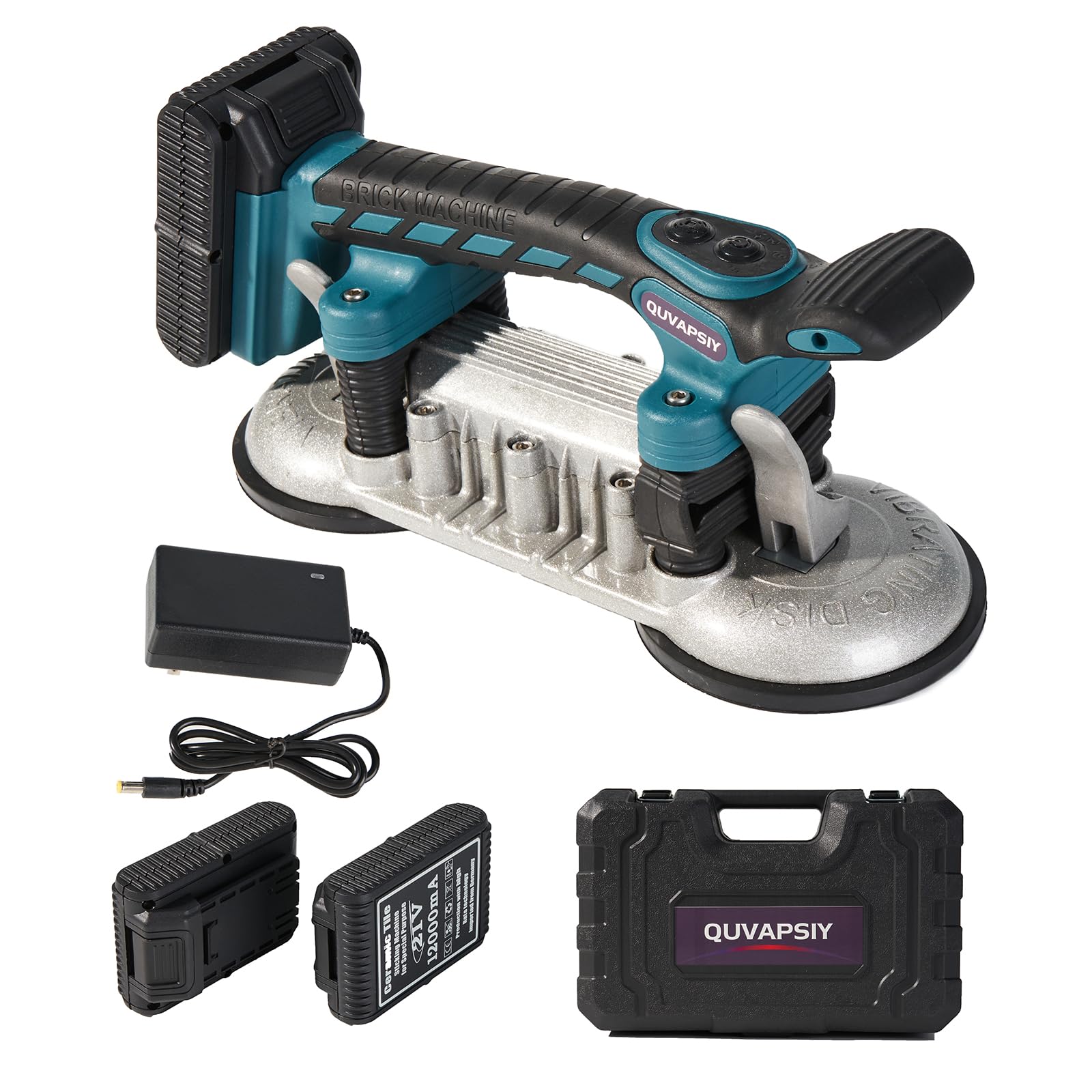 Quvapsiy Tile Vibration Machine Tool - High Performance Dual Suction Cup Tile Vibrator,2 x 12000mAh Battery, 24000r/min 6 Speed Adjustable
