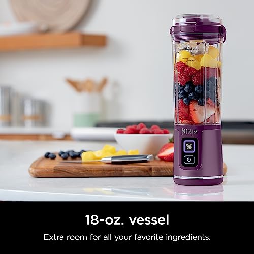 Ninja BC151PR Blast Portable Blender, Cordless, 18oz. Vessel, Personal Blender-for Shakes & Smoothies, BPA Free, Leakproof Lid & Sip Spout, USB-C Rechargeable, Dishwasher Safe Parts, Passion Fruit