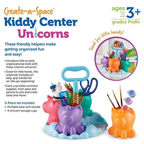 Learning Resources Create-a-Space Kiddy Center Unicorns, 5 Pieces, Ages 3+, Classroom Supplies, School Supplies for Teachers, Caddy Organizer, Classroom Organizers
