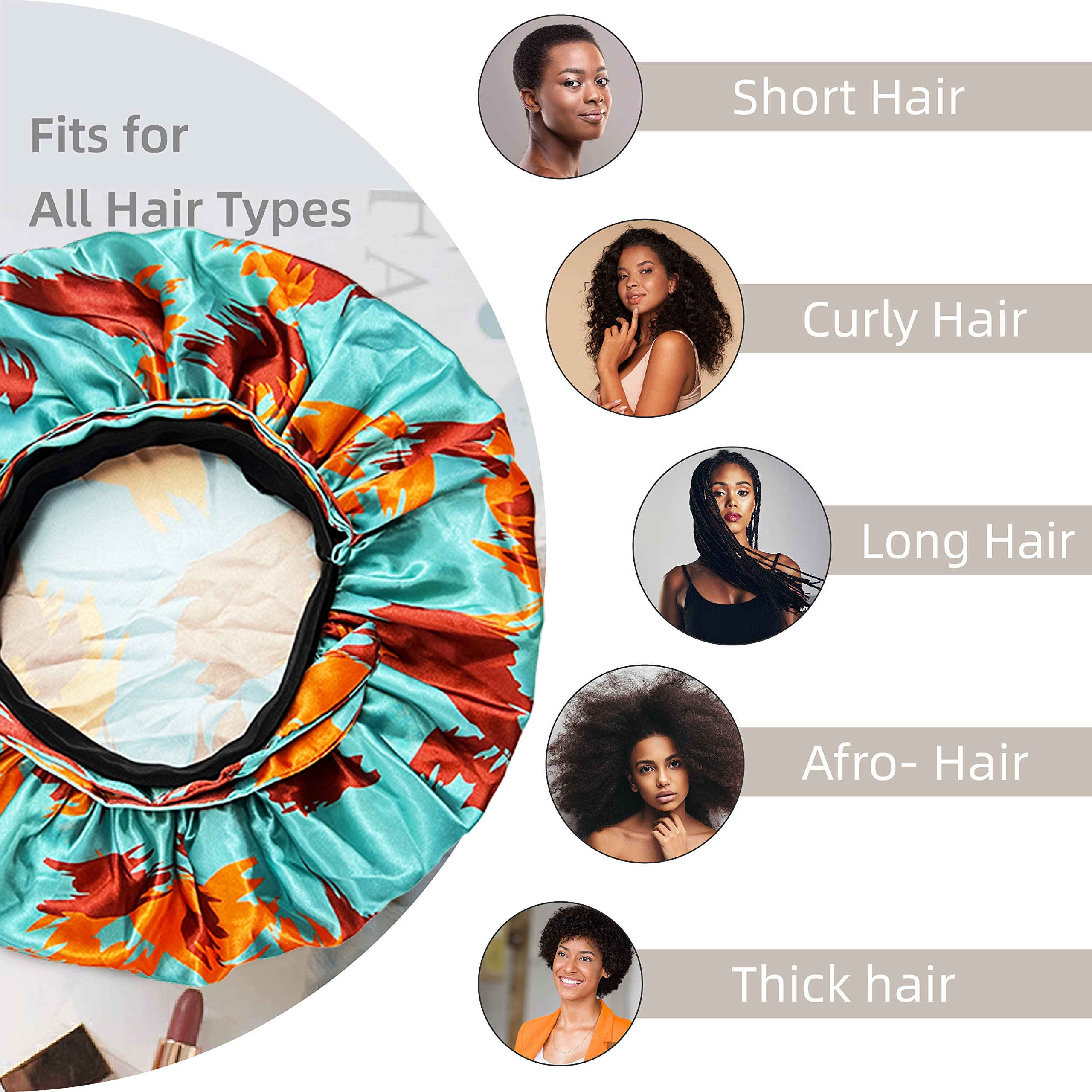 HOME SHARON Silk Bonnet for Sleeping, 4 Pieces Satin Bonnet Hair Wrap Cap Bonnet for Curly Hair,Satin Bonnet for Sleeping, Bonnets Black Women