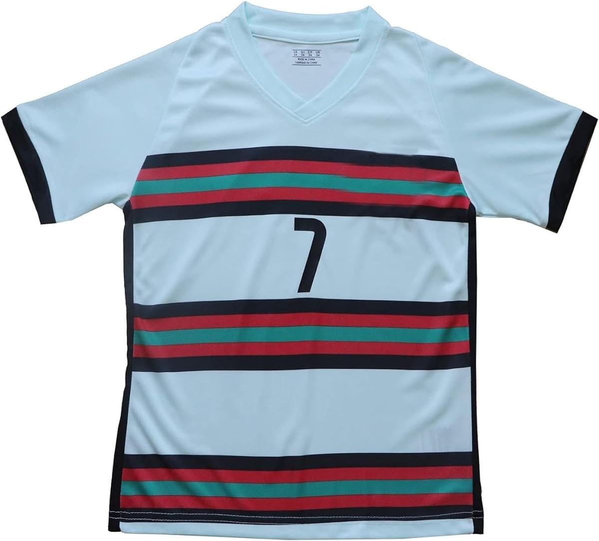FPF #7 Ronaldo Kids Football Soccer Jersey/Shorts/Socks Kit Youth Sizes (Ronaldo Green, 24 (6-7 Years))