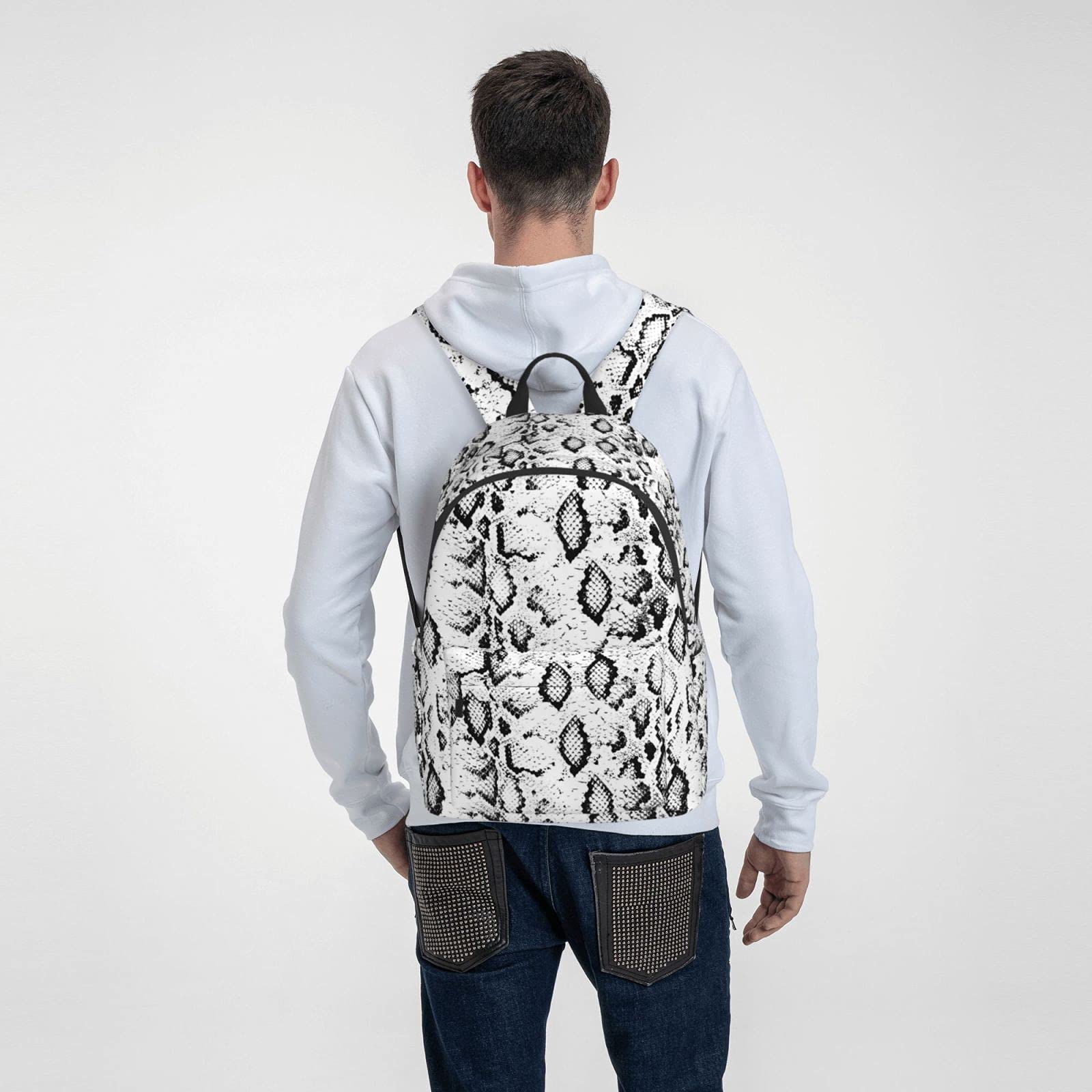 FeHuew 16 inch backpack Snake skin Laptop Backpack Full Print School Bookbag Shoulder Bag for Travel Daypack