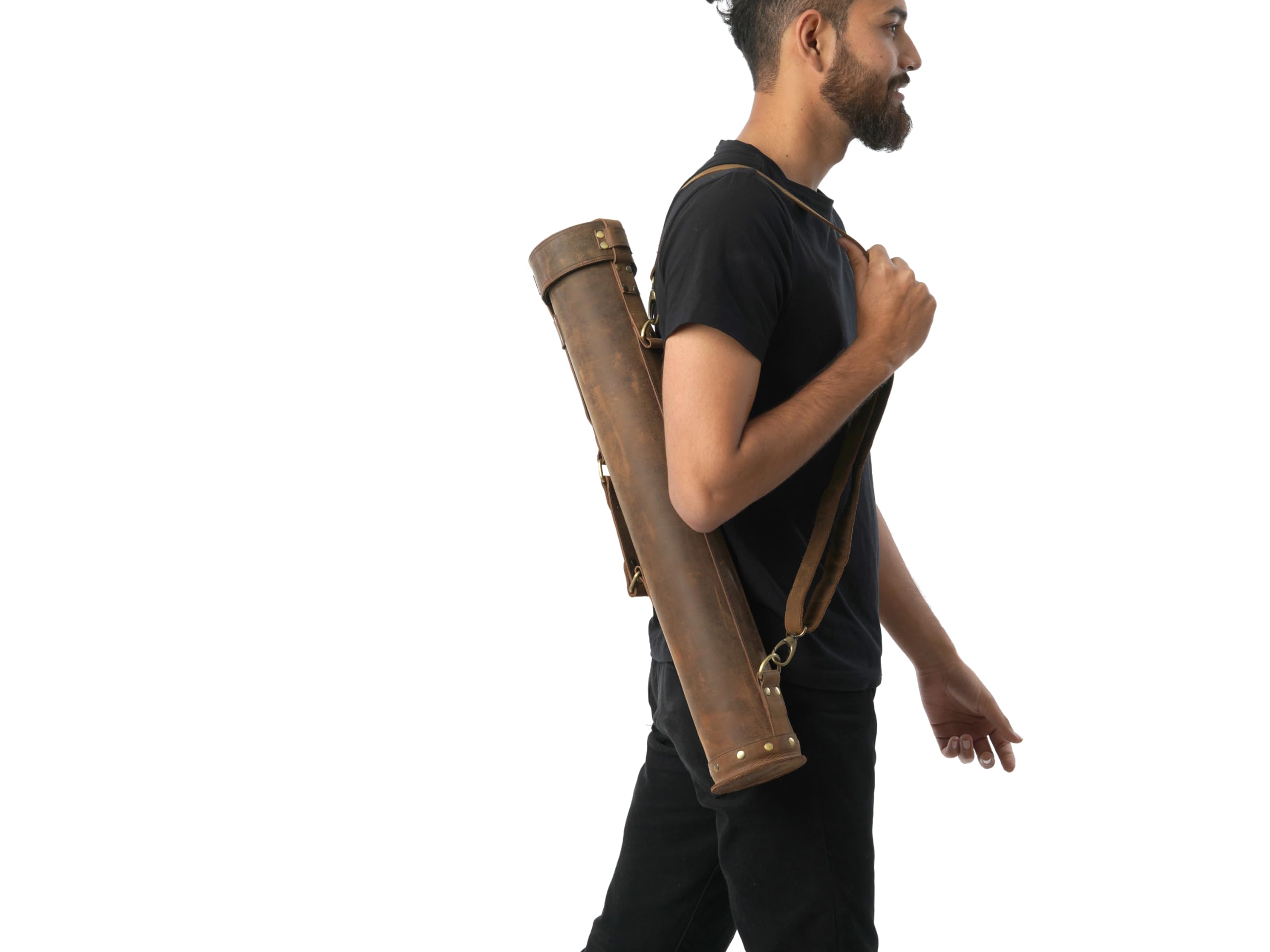 ONE LEAF Leather Document Tube Art Roll Blueprint Bag - Summit-26 - from