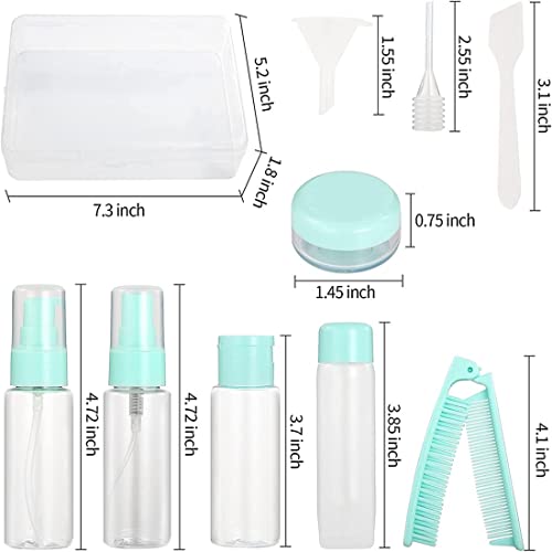 InfantLY Bright 11 Pcs/Set Travel Bottles Kit, 1-2oz TSA Approved Bottle Containers Leak Proof Silicone Squeezable Toiletry Set, Clear PET Flight Size Cosmetic for Shampoo Lotion