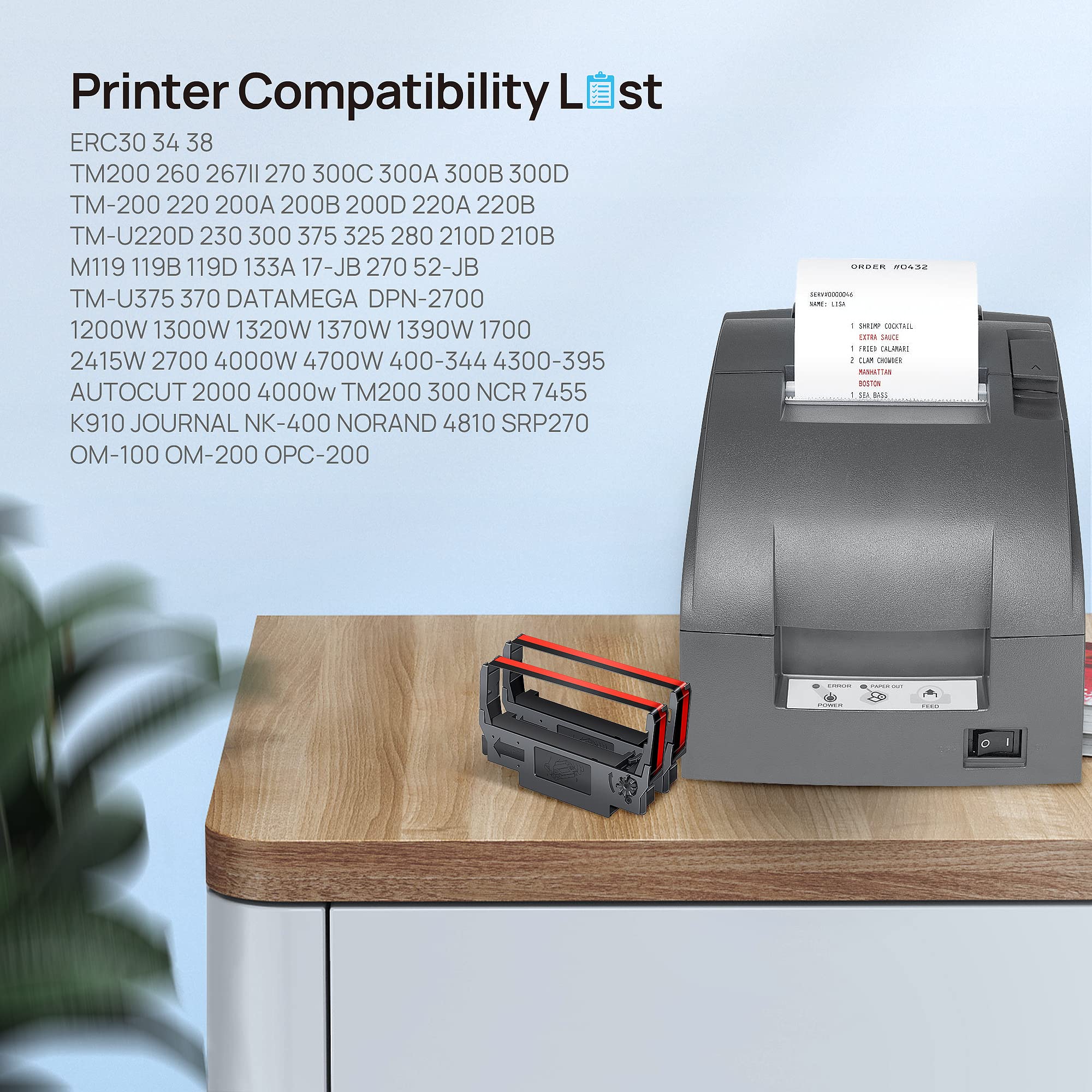 HALLOLUX 24 Pack ERC-30, ERC 30 34 38 B/R Compatible Ink Ribbon Replacement Used with ERC30 ERC34 ERC38 NK506 Printer (Black and Red)