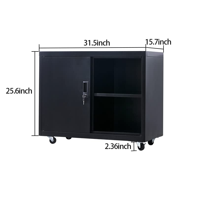 Fumedo Metal Mobile Lateral File Cabinet, Storage Locker,Printer Stand with Open Storage Shelves for Office,School,Home,Living Room. (Black)
