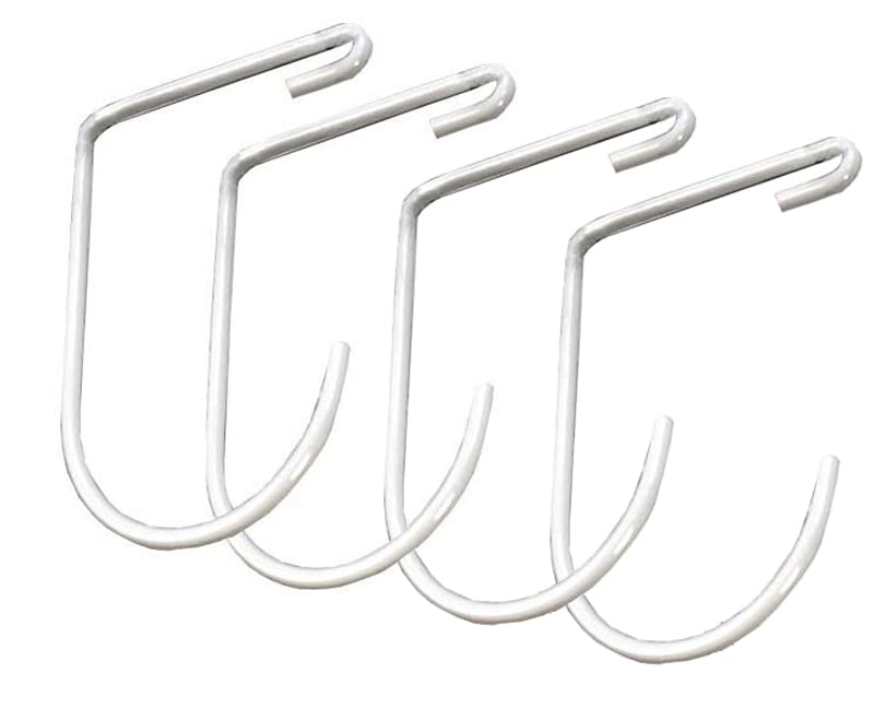 RACK YOUR GARAGE Overhead Rack Hooks for Hanging from Ceiling Rack and Wall Shelving Deck, Heavy Duty Bike Hooks - White (Set of 4)