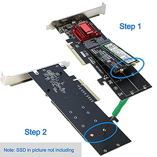 LABELLE NVMe PCIe Adapter,M.2 NVMe SSD to PCIE 3.1 X8/X16 Card Support M.2 (M Key) NVMe SSD 22110/2280/2260/2242