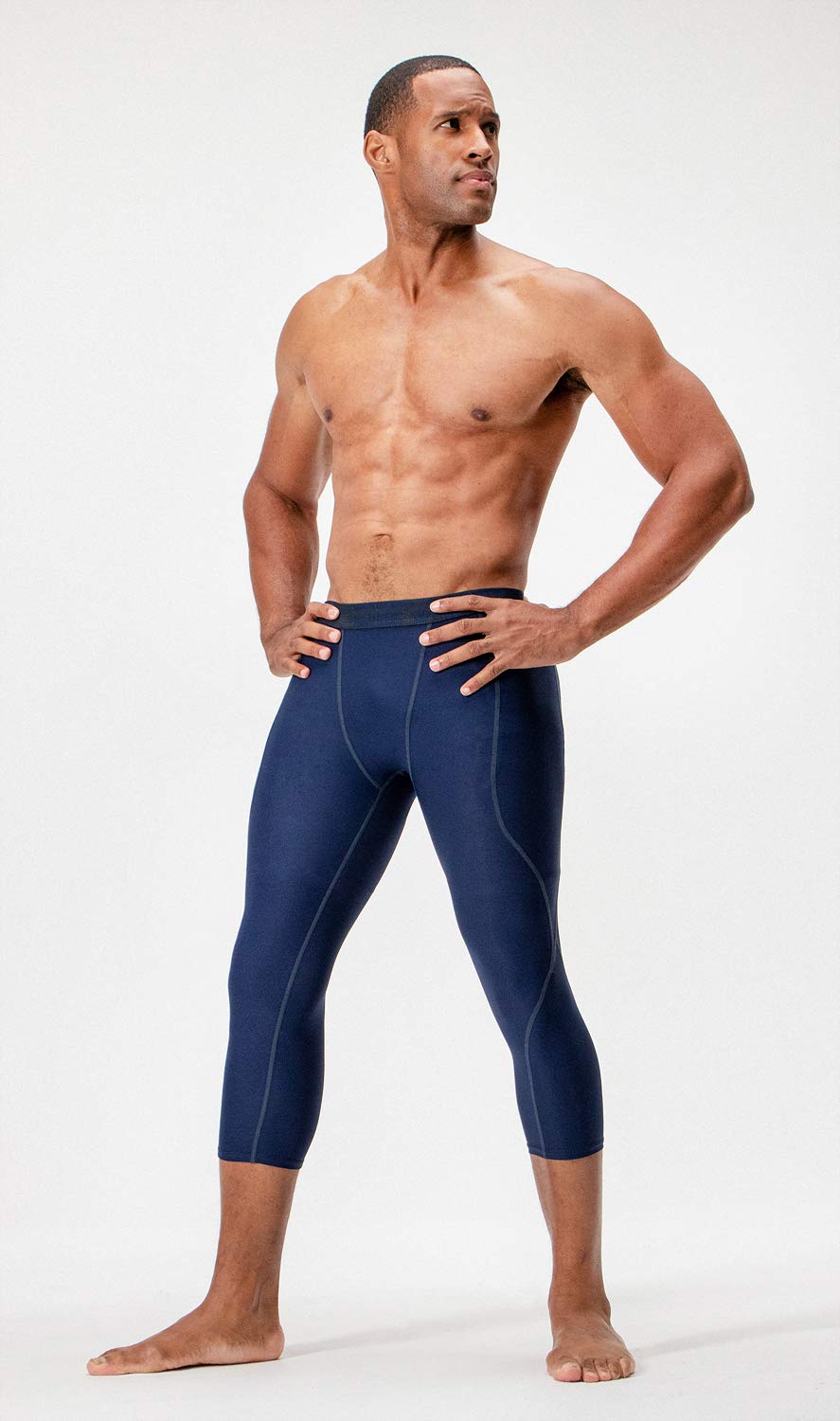 DEVOPS 2 Pack Men's 3/4 Compression Pants Athletic Leggings (X-Large, Black/Navy)