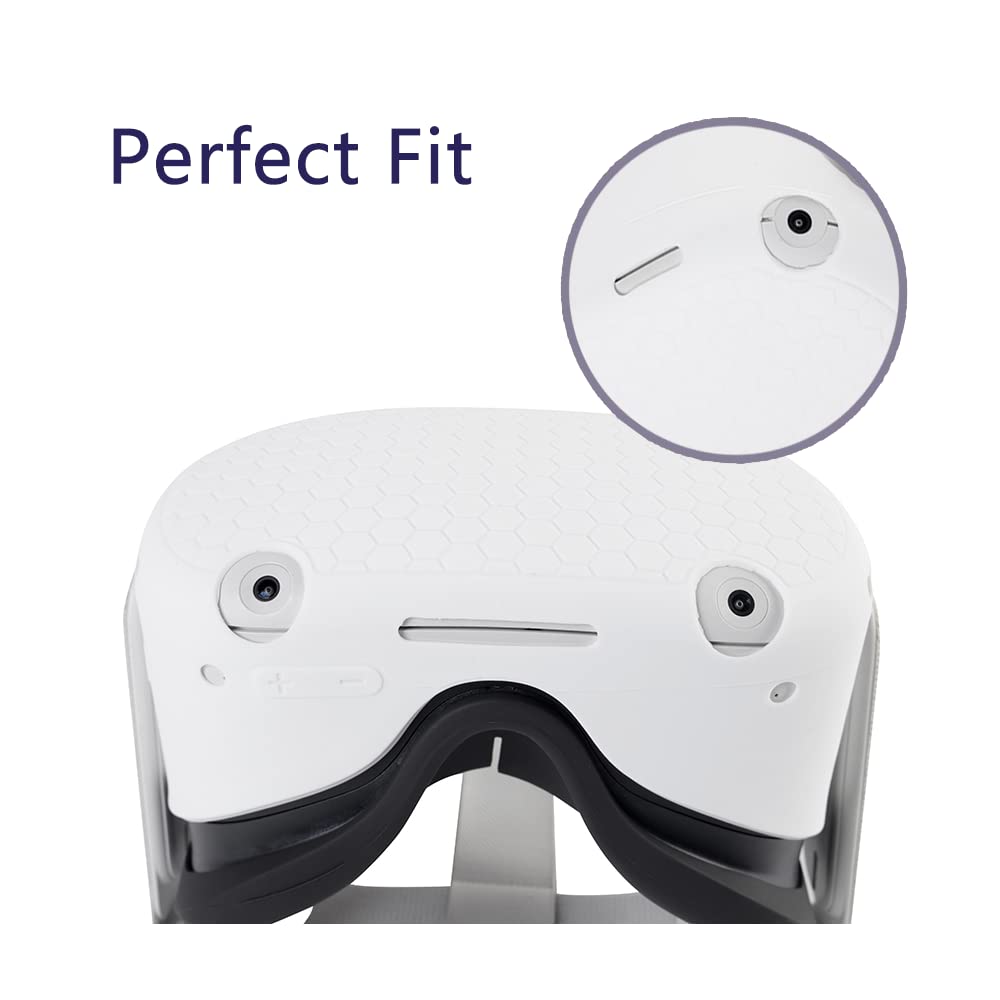 EYERZ VR Front Face Protector Cover for Oculus Quest 2, Light & Durable Silicone Cover Accessories, Heat Dissipation Anti Scratch Anti Dust Anti Shock (White)