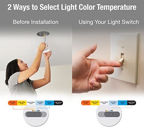 Feit Electric 5-6 inch Adjustable Scoop Recessed LED Downlight, Selectable Colors, Dimmable, 75W Equivalent, 45 Year Life, 540 Lumen, High CRI, LEDR56SCP/6WYCA