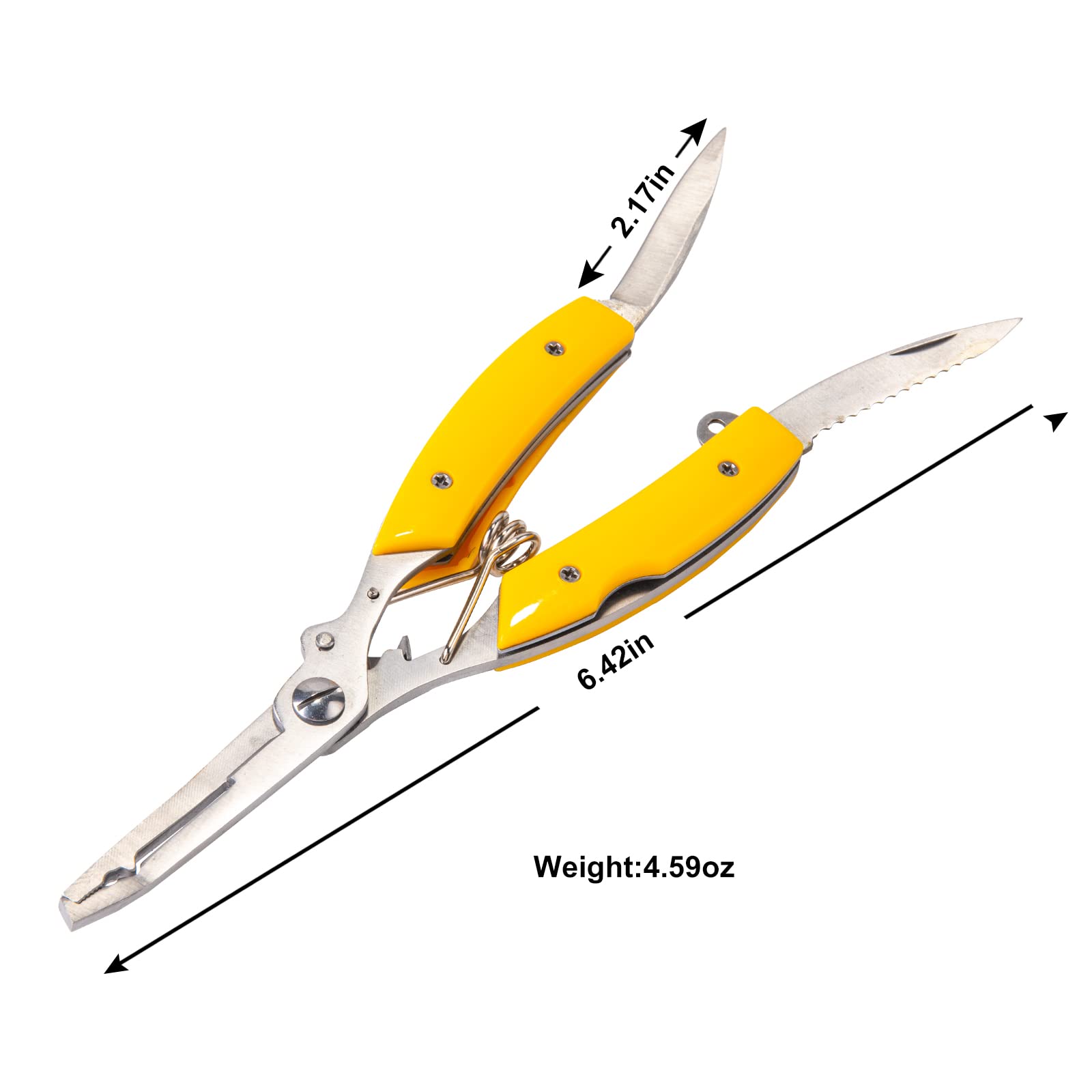 Goture Fishing Muti Function Pliers with Knife and ABS Grips,Saltwater Resistant Fishing Tackle - Hook Remover,Braided Line Cutters and Split Ring