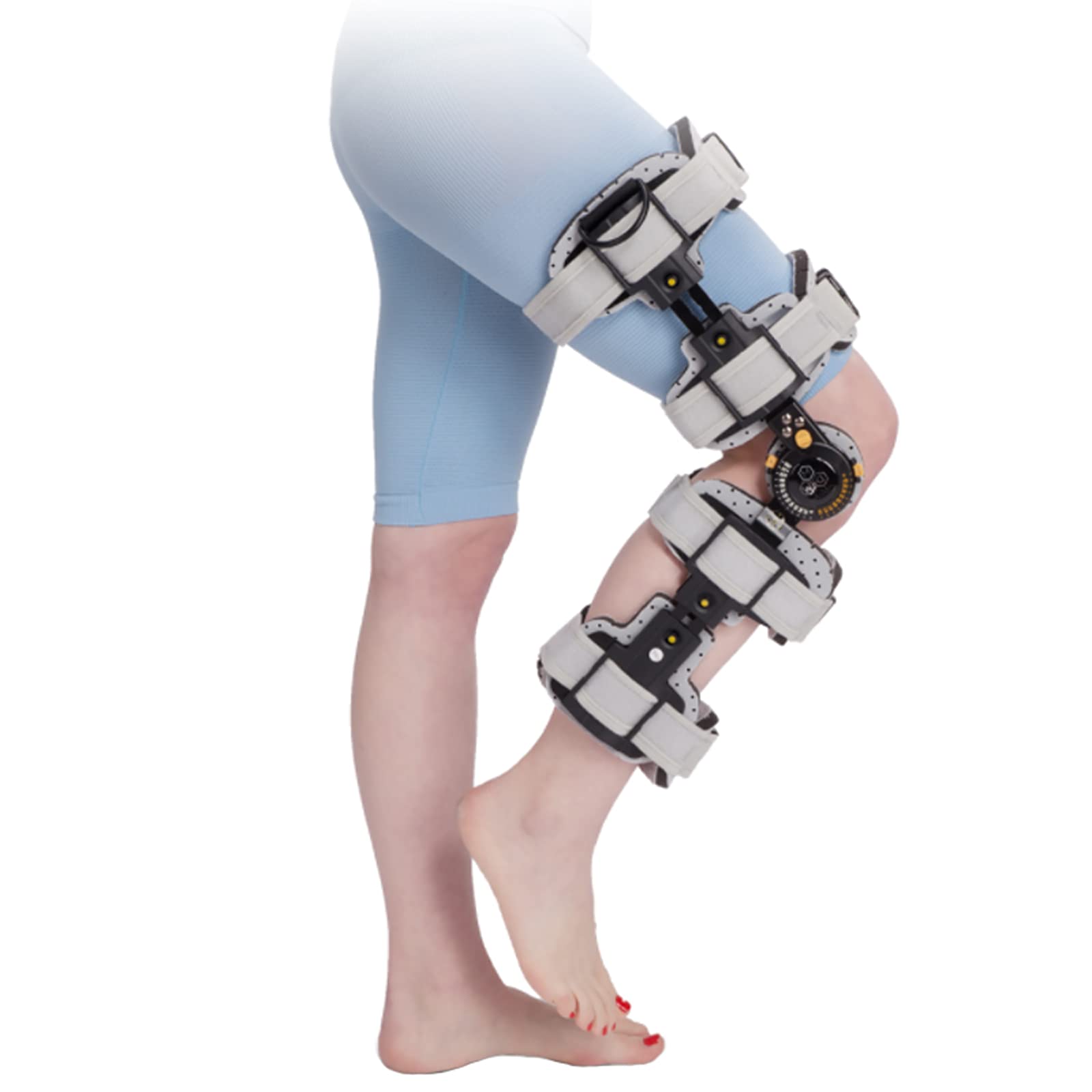 DXDUI Knee Joint Fixation Bracket Adjustable Hinged Knee Brace Walkable for Sports Injuries Relief Knee Joint Pain Medical Orthopedic Stabilizer,Left