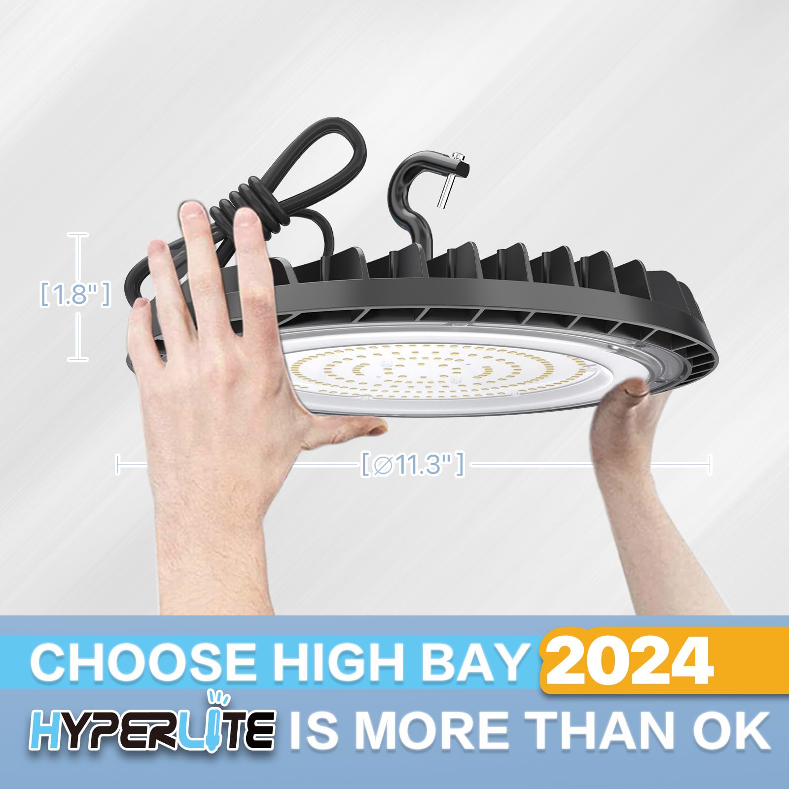 HYPERLITE high Bay led Shop Lights: 250W UFO led high Bay Light for Warehouse Factory barn Shop Garage Gym Lighting