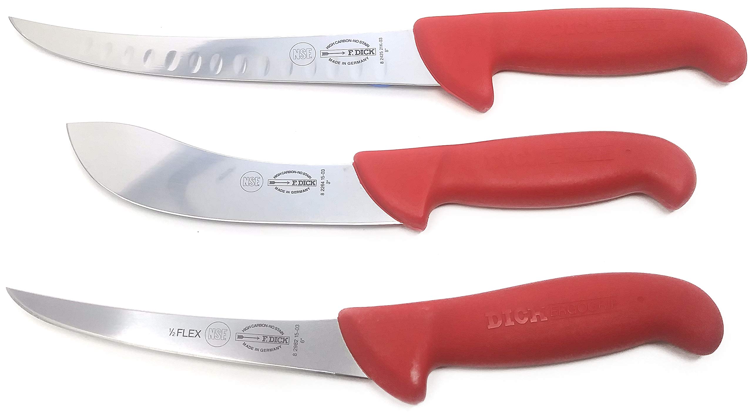 F. Dick Ergogrip Meat Processing Gift Set - 3 Piece Knife Set - German Made - Breaking Knife, Skinning Knife, And Boning Knife - Professional Grade Knives