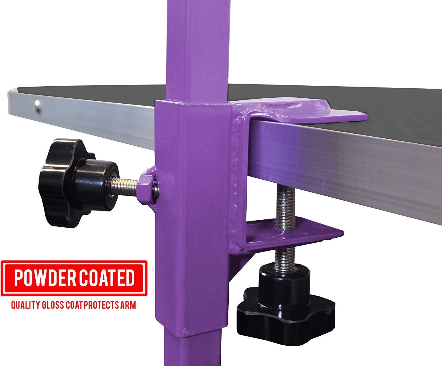 Downtown Pet Supply Dog Grooming Arm with Clamp and Grooming Loop, 2 Haunch, Purple - Adjustable, Steel Grooming Table Arm with Table Clamp, No Sit Haunch Holder Dog Grooming Restraint and Loop