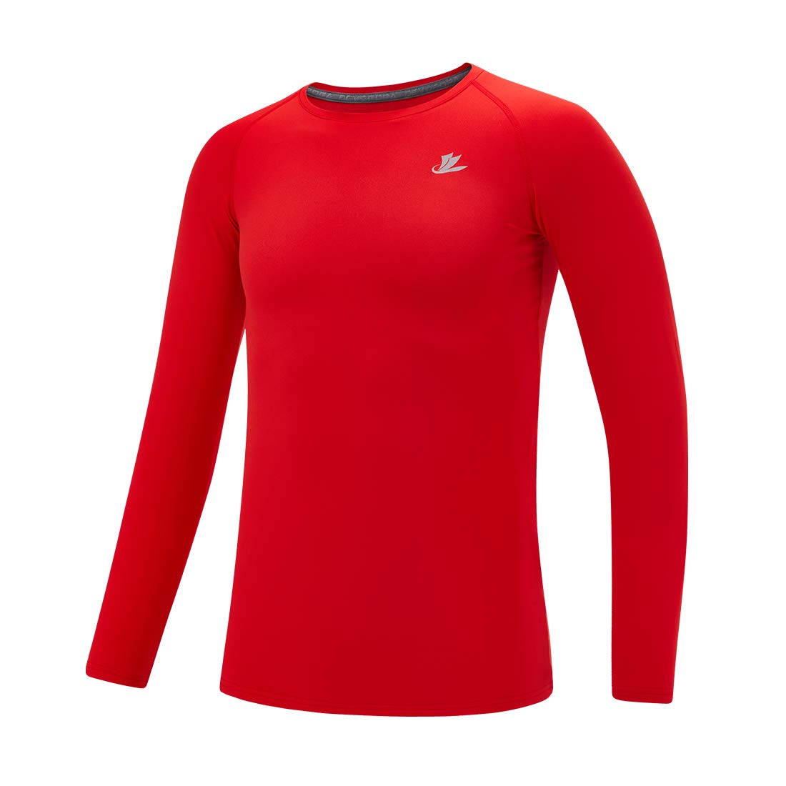 DEVOROPA Youth Boys Compression Shirt Long Sleeve Football Baseball Undershirt Quick Dry Sports Baselayer Red M