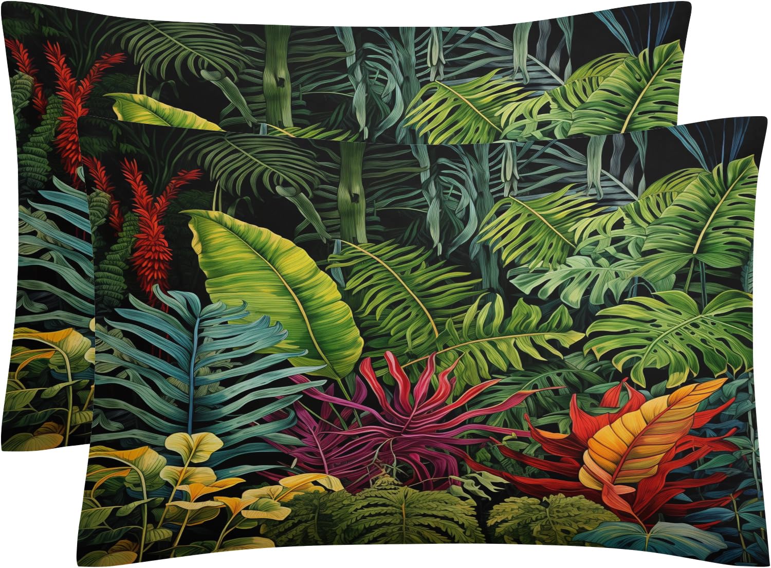 OmErsa Leaf Duvet Cover Cal King Size Set, Tropical Botanical Bedding Bedroom Decor, Comforter Cover & 2 Pillowcases 3 Pieces, Home Collection Quilt Cover