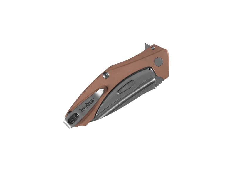 Kershaw Natrix - Copper Pocketknife (7006CU); 2.75-inch Drop-Point Blade with Stonewashed D2 Steel; Hefty Copper Handle Features Brushed Silver Hardware; Reversible, Deep-Carry Pocketclip; 3.7 oz