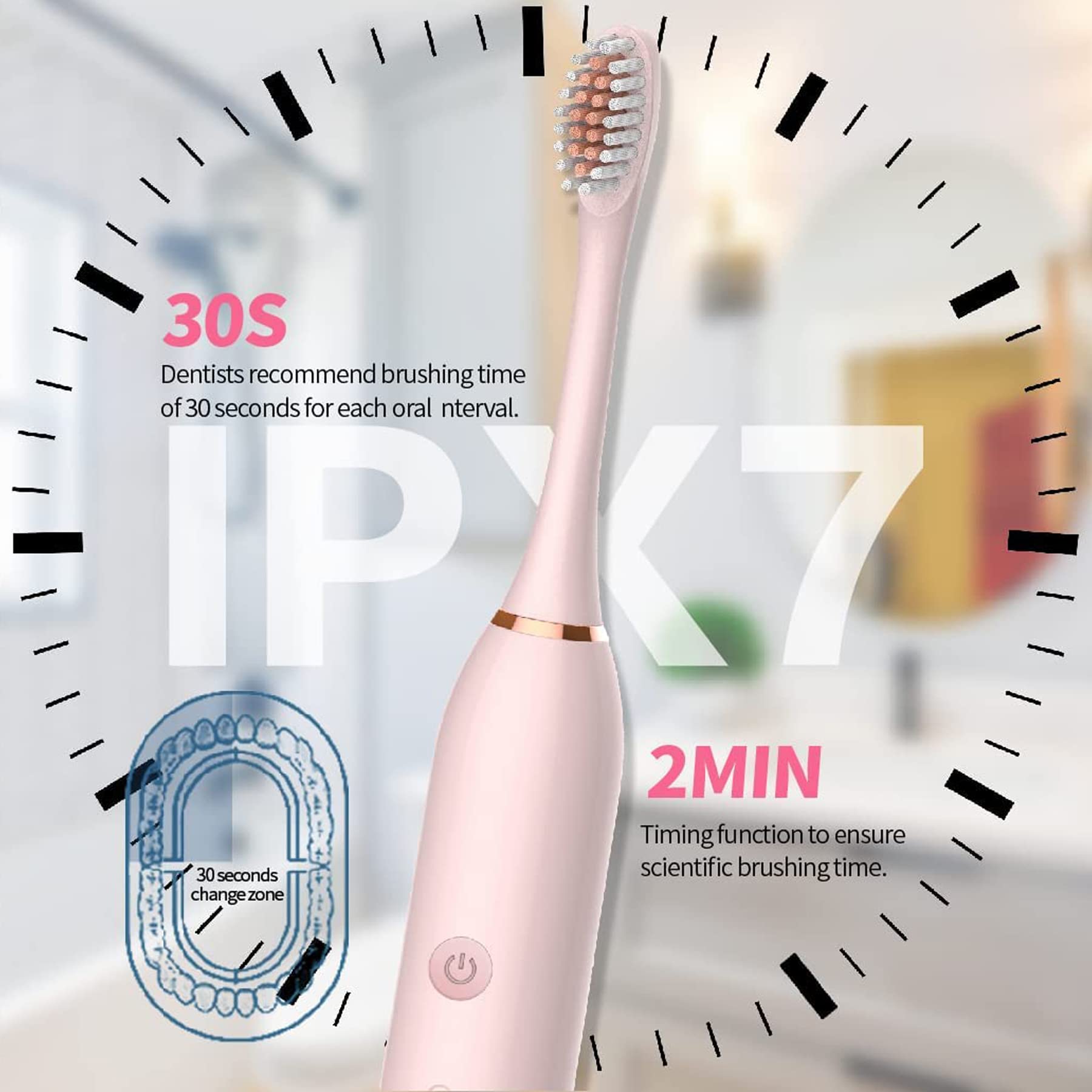 Lukern 2 Pack Clean Toothbrush for Adult Soft Toothbrushes Standard Size with 8 Brush Heads Travel Use (Black+Pink)