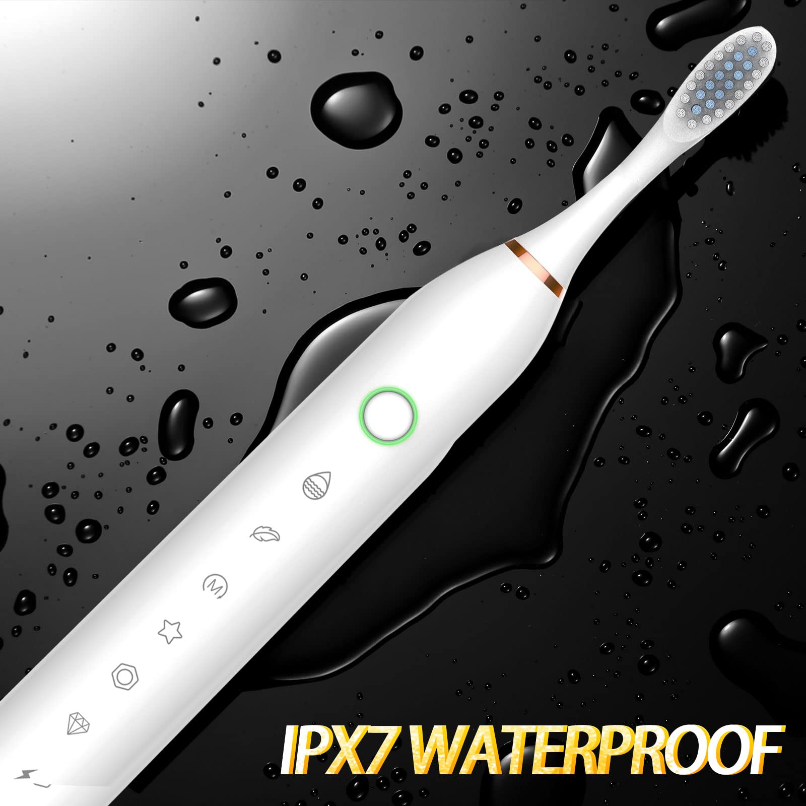 Lukern 2 Pack Electric Toothbrushes Sonic Electric Toothbrush Whitening with 8 Brush Heads, 6 Cleaning Modes and Smart Timer, for Adults Rechargeable Waterproof Cleaning Toothbrushes Black+White