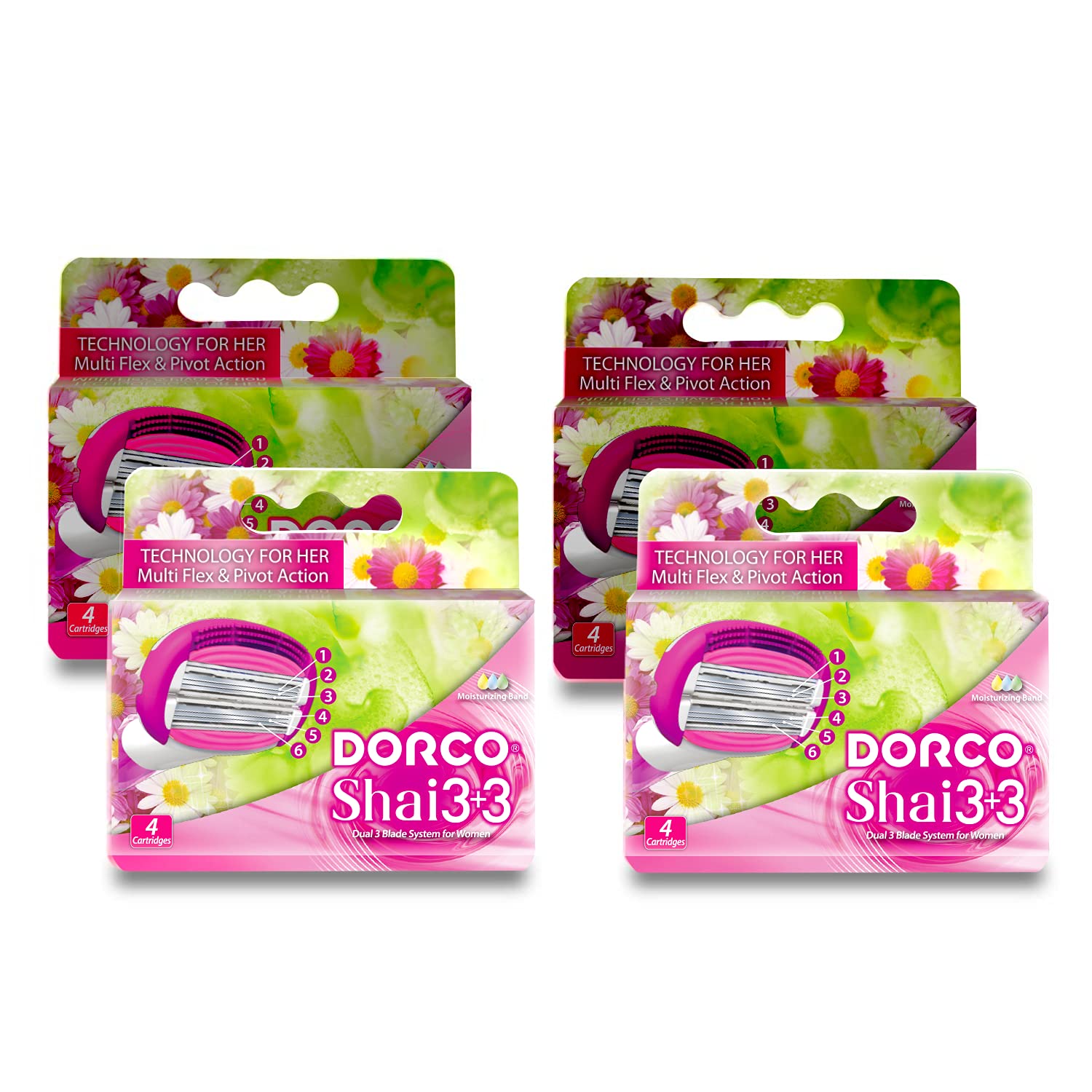 Dorco Shai 6 - Six Blade Razor Shaving System - Value Pack (10 Cartridges + 1 Handle)