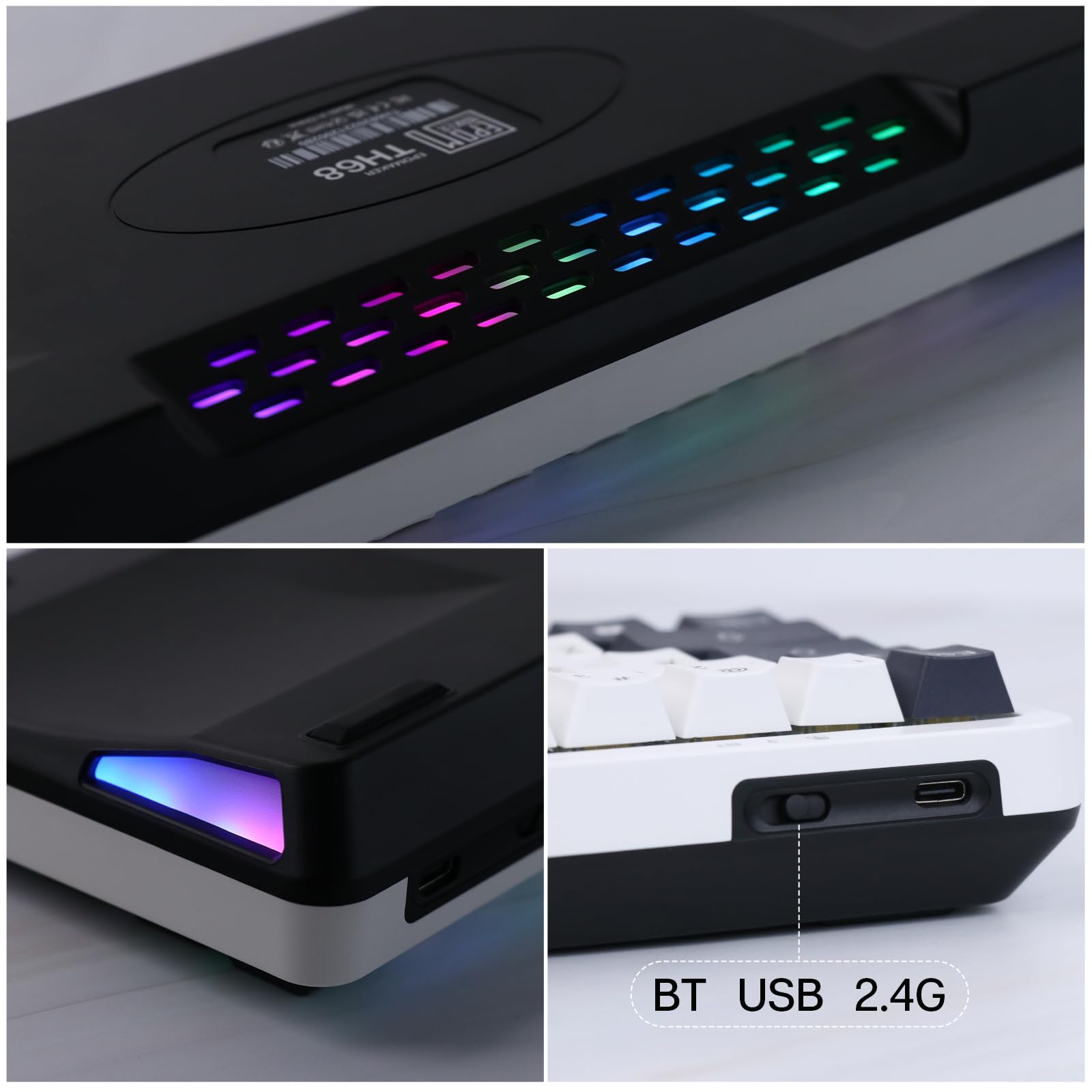 EPOMAKER Theory TH68 Pro 65% 67 Keys RGB Hotswap Programmable Bluetooth 5.0/2.4Ghz Wireless/USB-C Wired Triple Modes Mechanical Gaming Keyboard with Rotary Knob for Win/Mac (Sea Salt Switch)